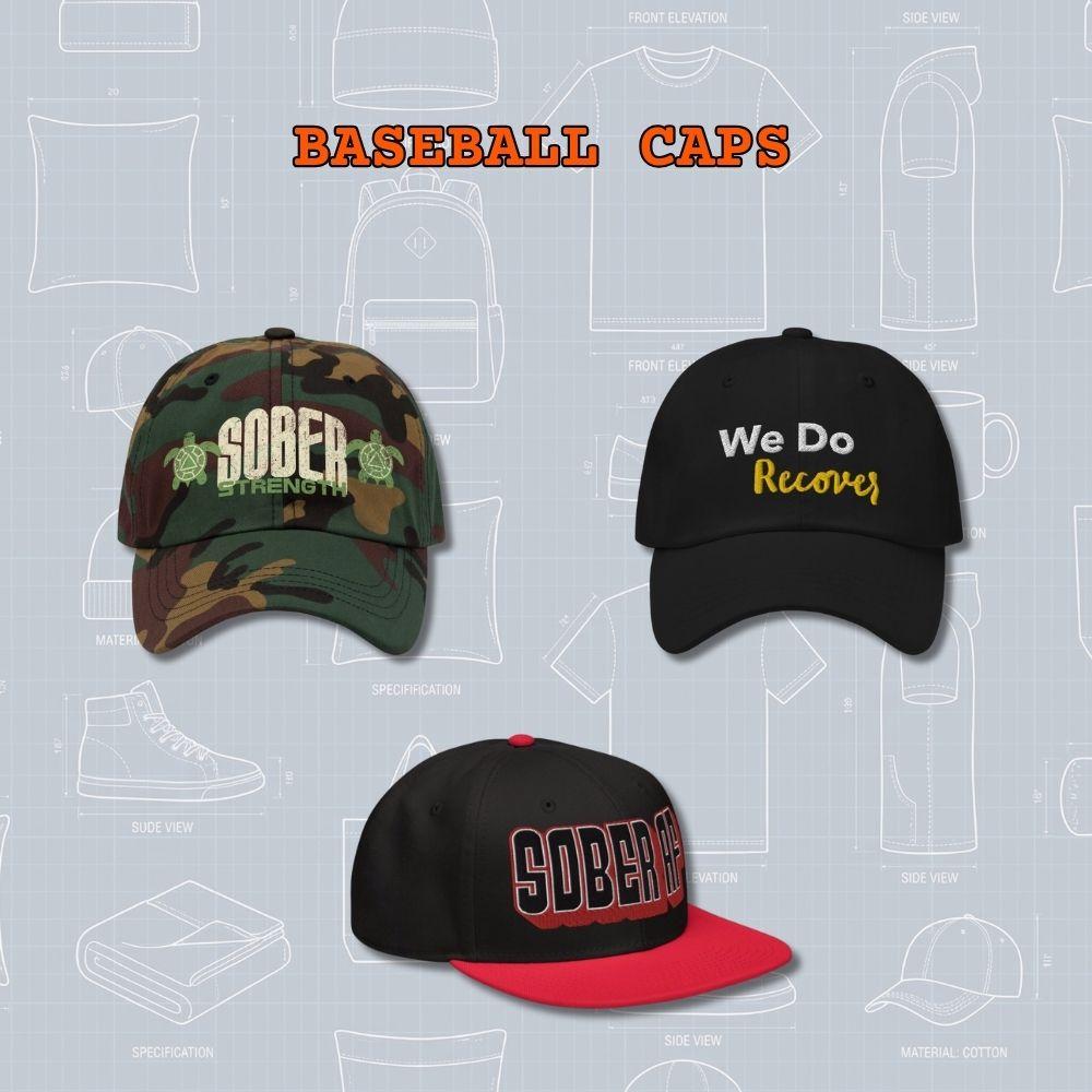 Baseball Caps: Dad Hats & Snapbacks with Recovery Designs - Sobervation