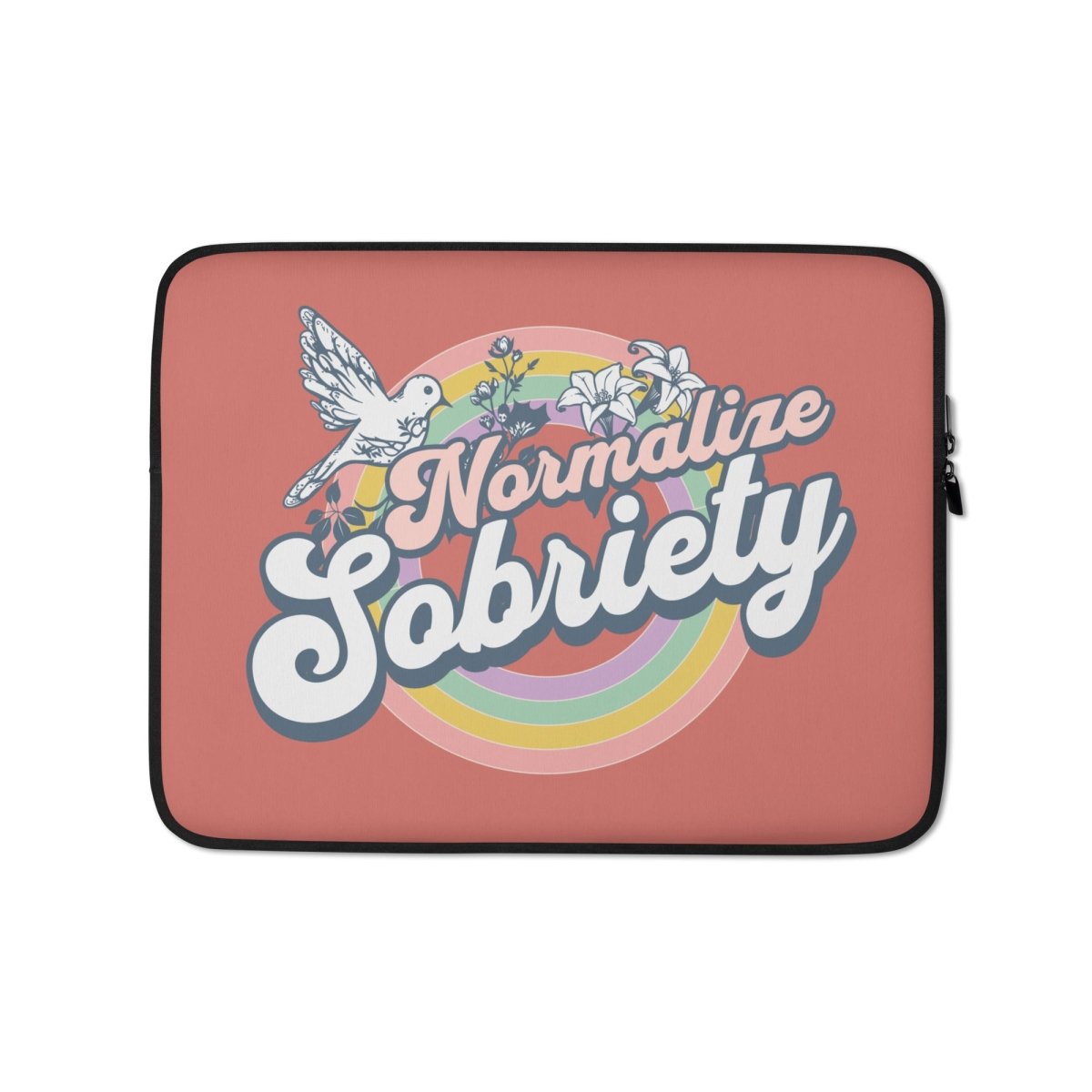 Normalize Sobriety Rainbow Bird & Floral Laptop Sleeve | Recovery Tech ...